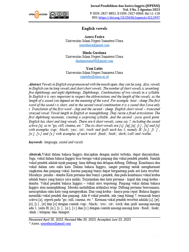 English Vowel Pronunciation Guide | PDF | Vowel | English Language