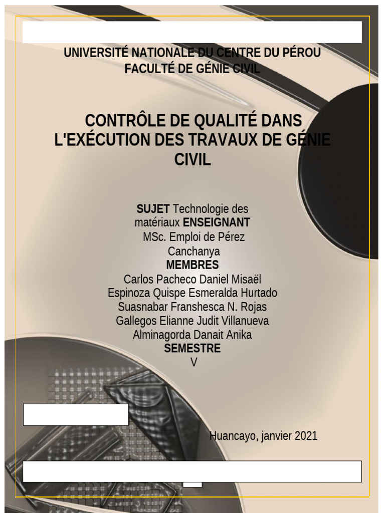 Contrôle de qualité dans l'exécution des travaux d'ingénierie civile (1) | PDF | Planification ...