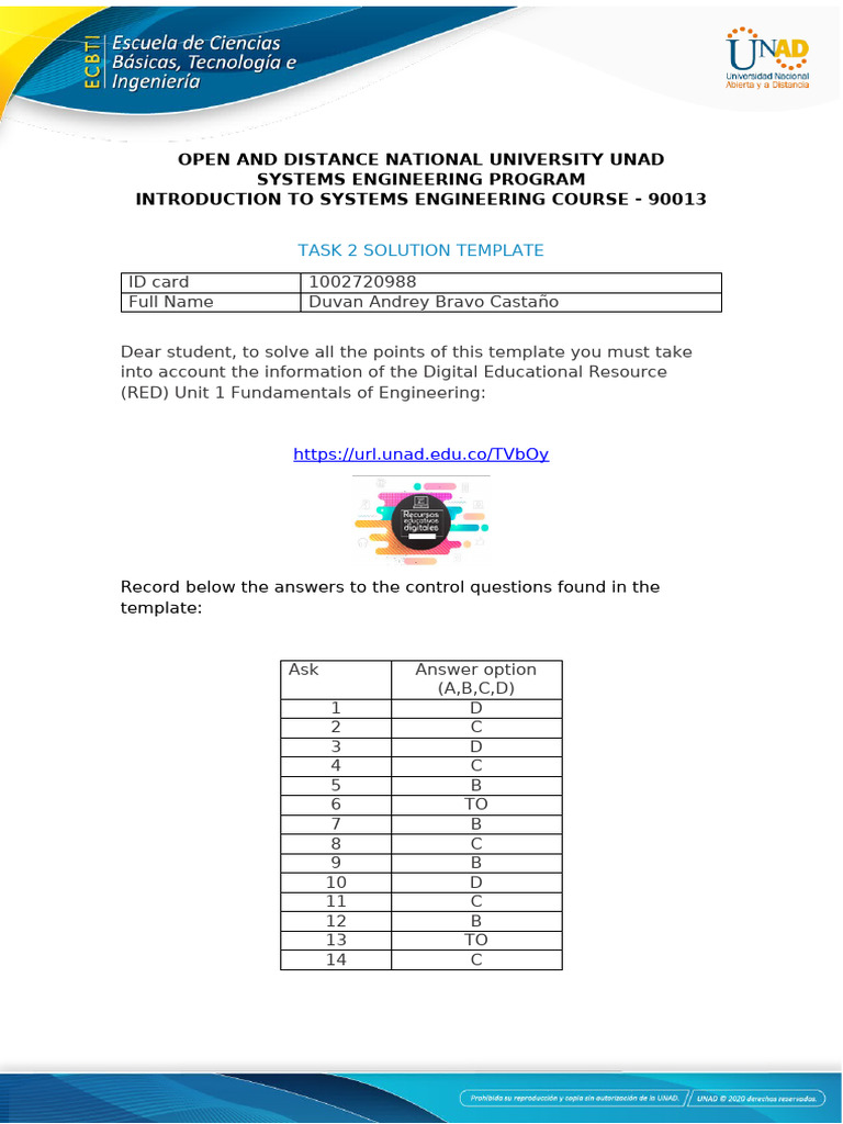 Task2 - Solution Template - Duvan Bravo | PDF | Engineering | Thought