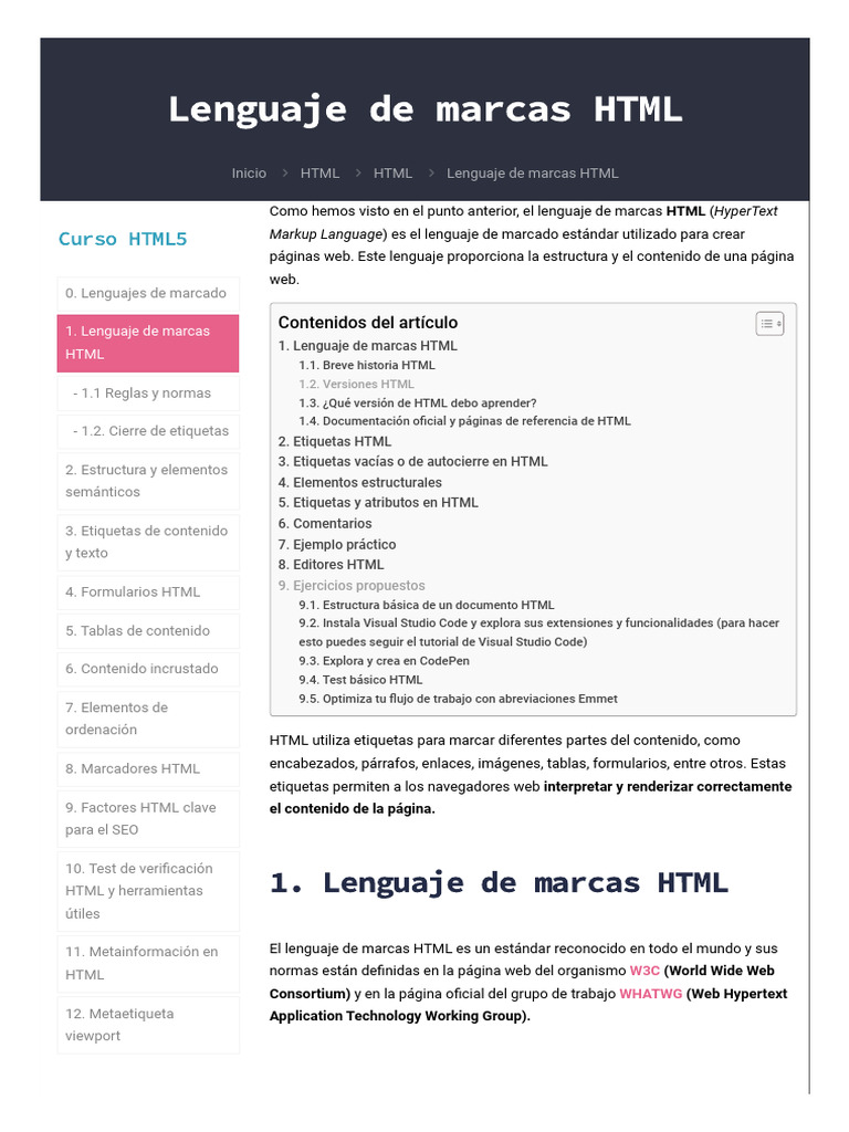 HTML. Lenguaje de Marcas HTML | PDF | HTML | Red mundial
