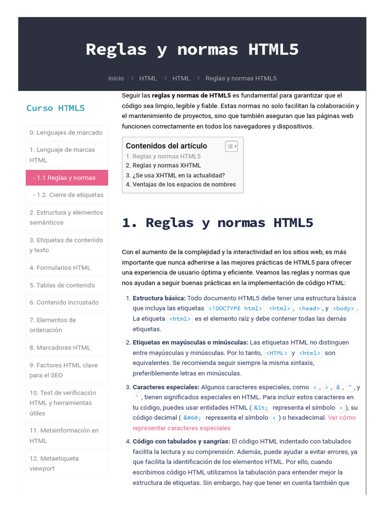 Reglas Esenciales de HTML5 y XHTML | PDF | HTML | Xhtml