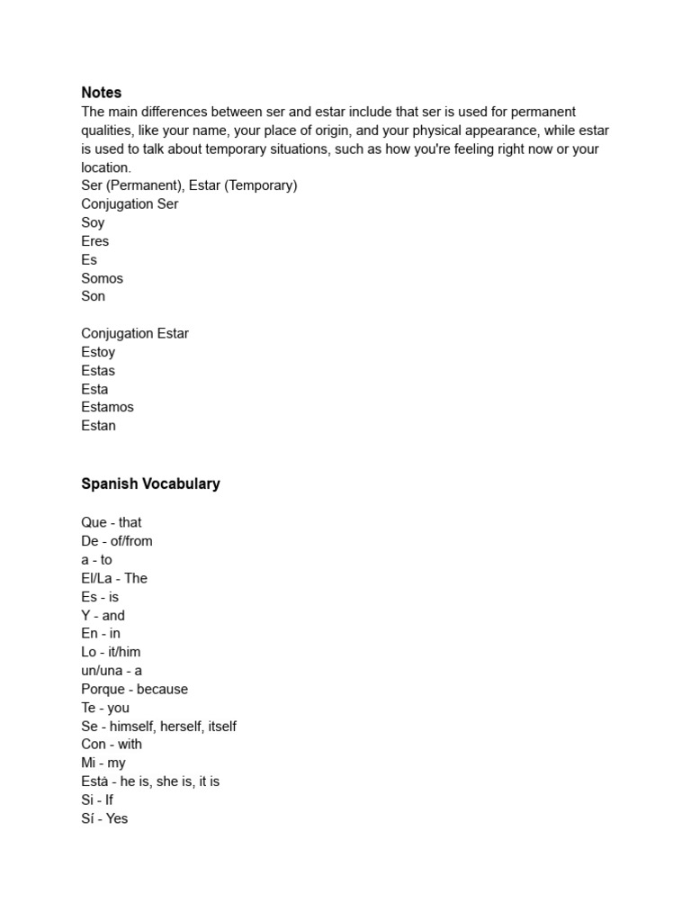 Ser vs Estar: Key Differences & Usage | PDF