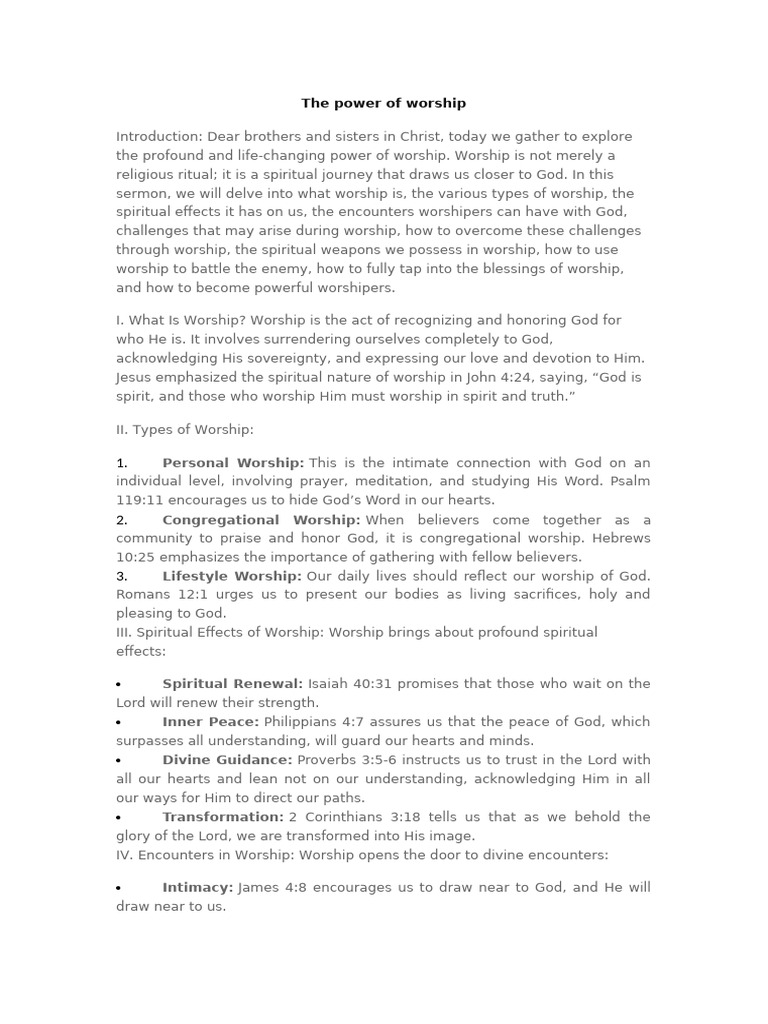 The power of wo | PDF | Worship | Prayer
