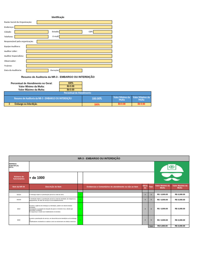 Auditoria NR-3: Embargo e Interdição | PDF