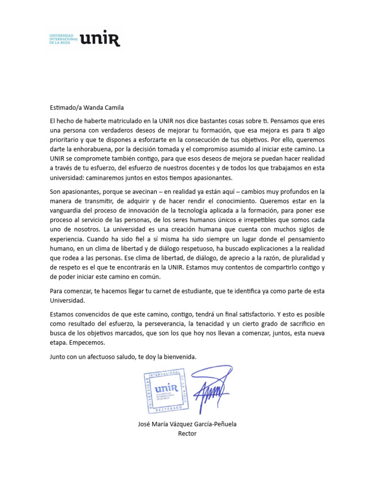 Carta Rector | PDF