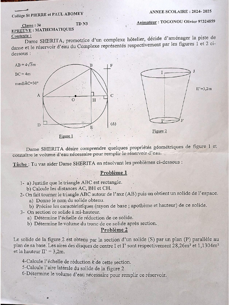TD Maths 3è du 25 Jan 25 | PDF