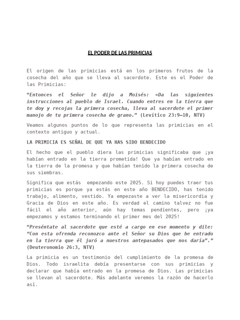 El Poder de Las Primicias-2025 | PDF | La resurrección de Jesús ...