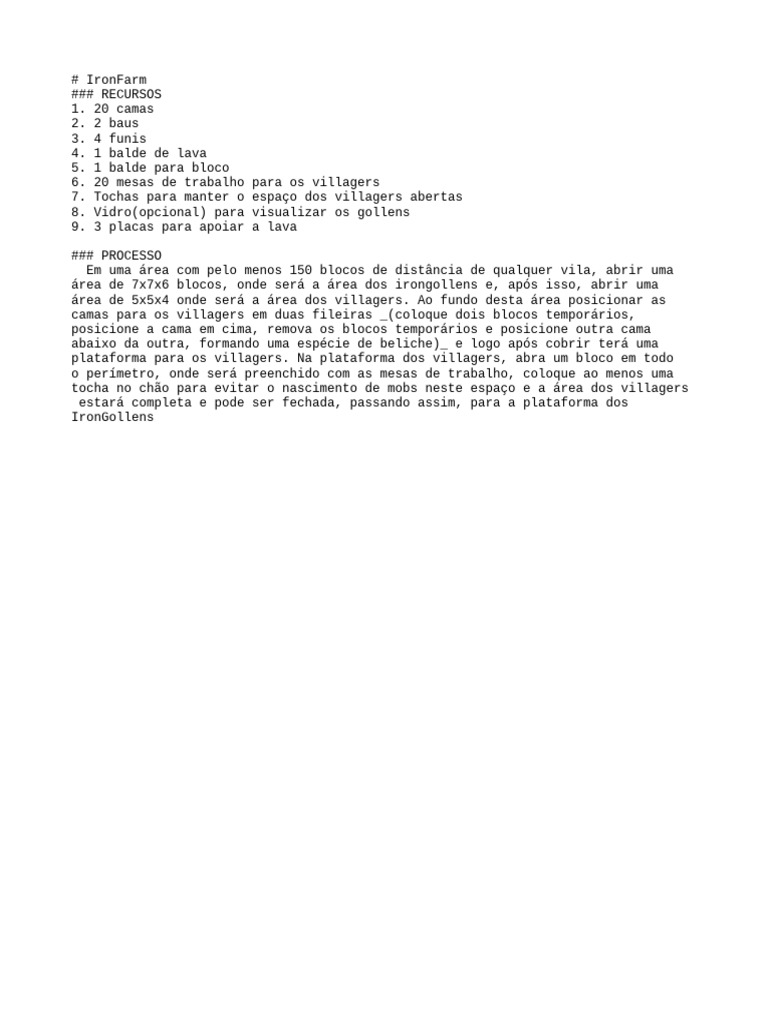 (Receipt) Minecraft Iron Farm | PDF