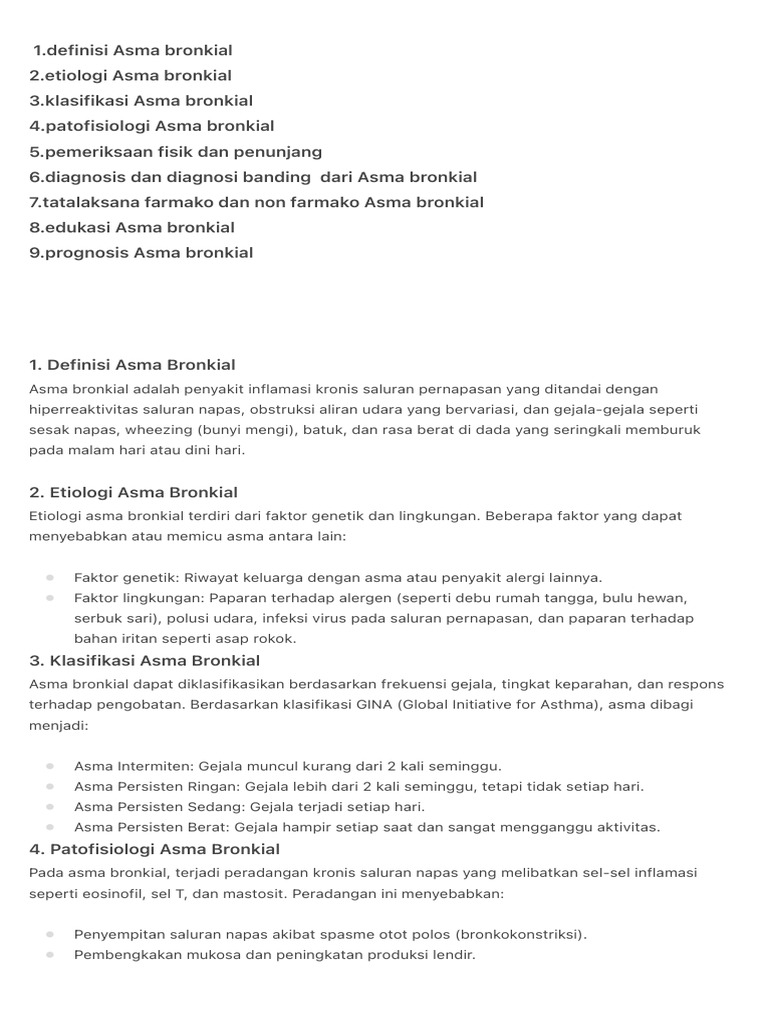 Definisi dan Penanganan Asma Bronkial | PDF
