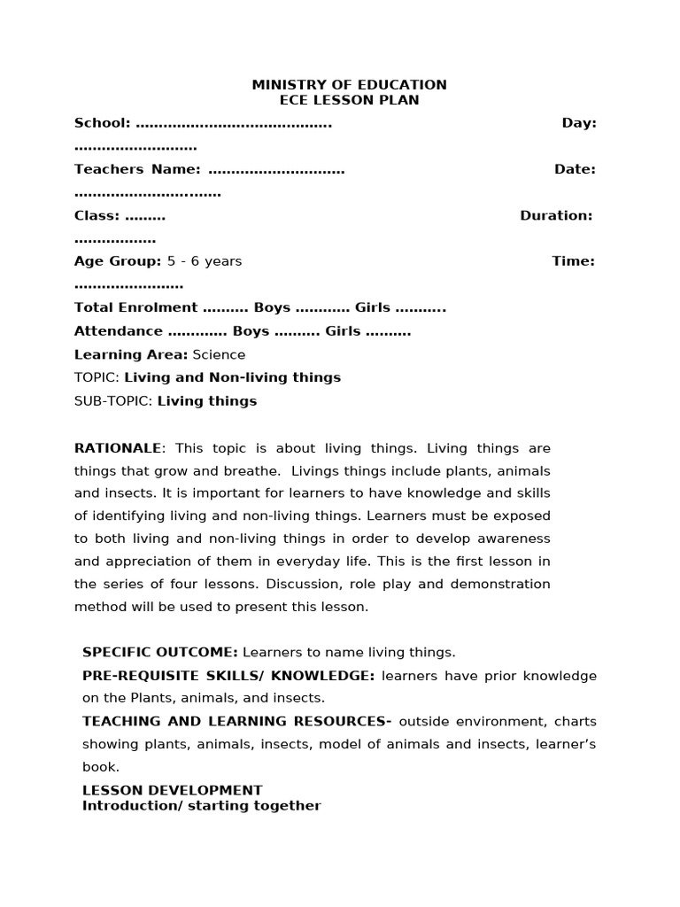 Ece Science Lesson Plans | PDF | Learning | Plants