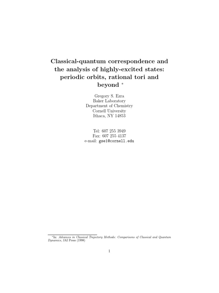 Gregory S. Ezra - Classical-Quantum Correspondence and The Analysis of ...