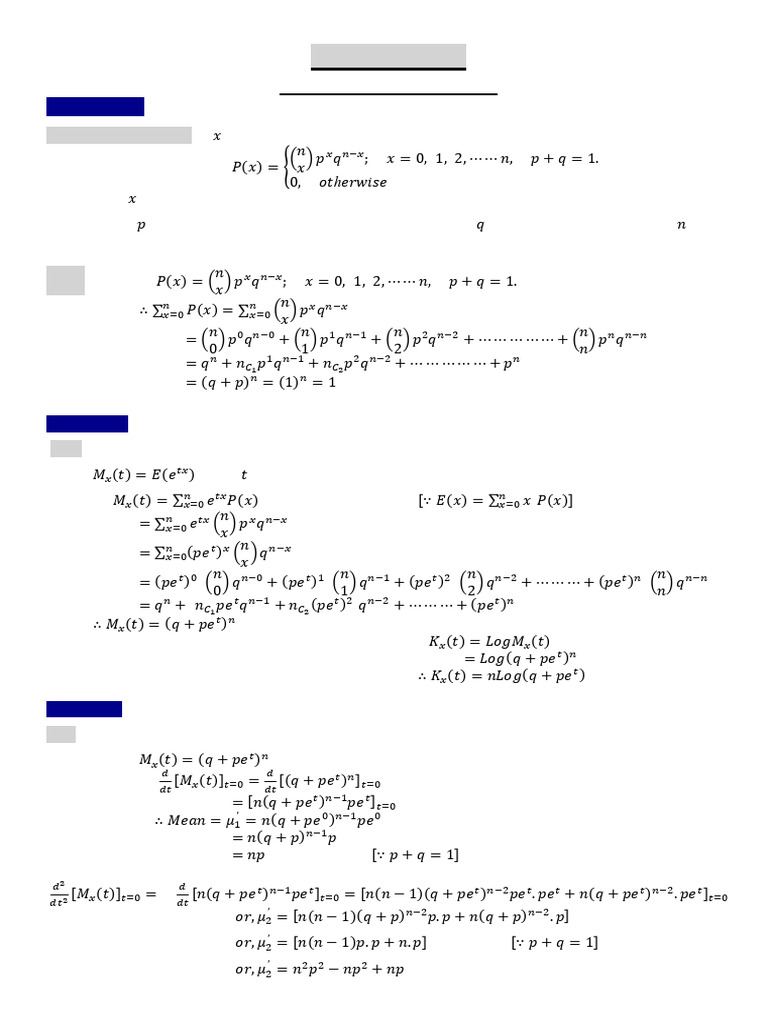 Lecture-11-14 Binomial, Normal and Poisson Distributions | PDF | Probability Distribution ...