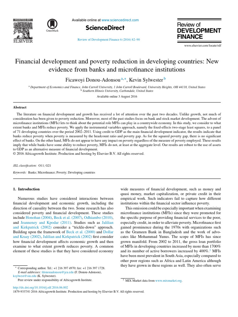 Financial Development and Poverty Reduction | PDF | Microfinance | Poverty