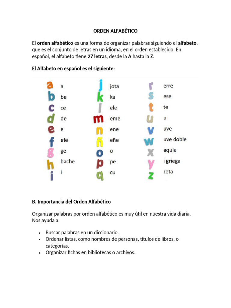 Cómo Organizar Palabras Alfabéticamente | PDF | Alfabeto | Lengua española