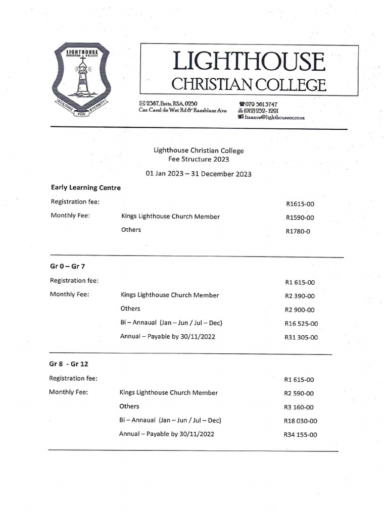 2023 Fee Structure | PDF