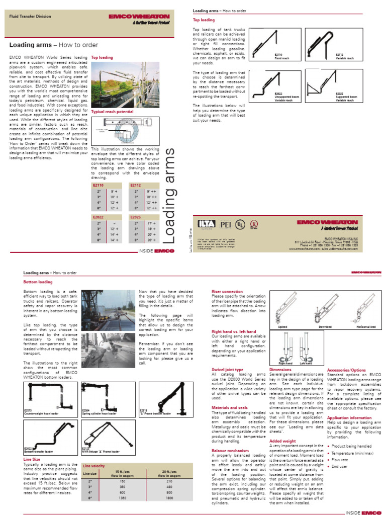 0901 Loading Arms How To Order | PDF | Weight | Loader (Equipment)