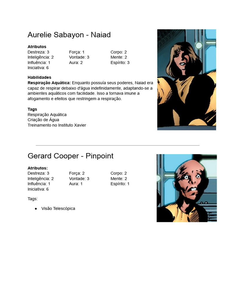 NPCs X-Men | PDF