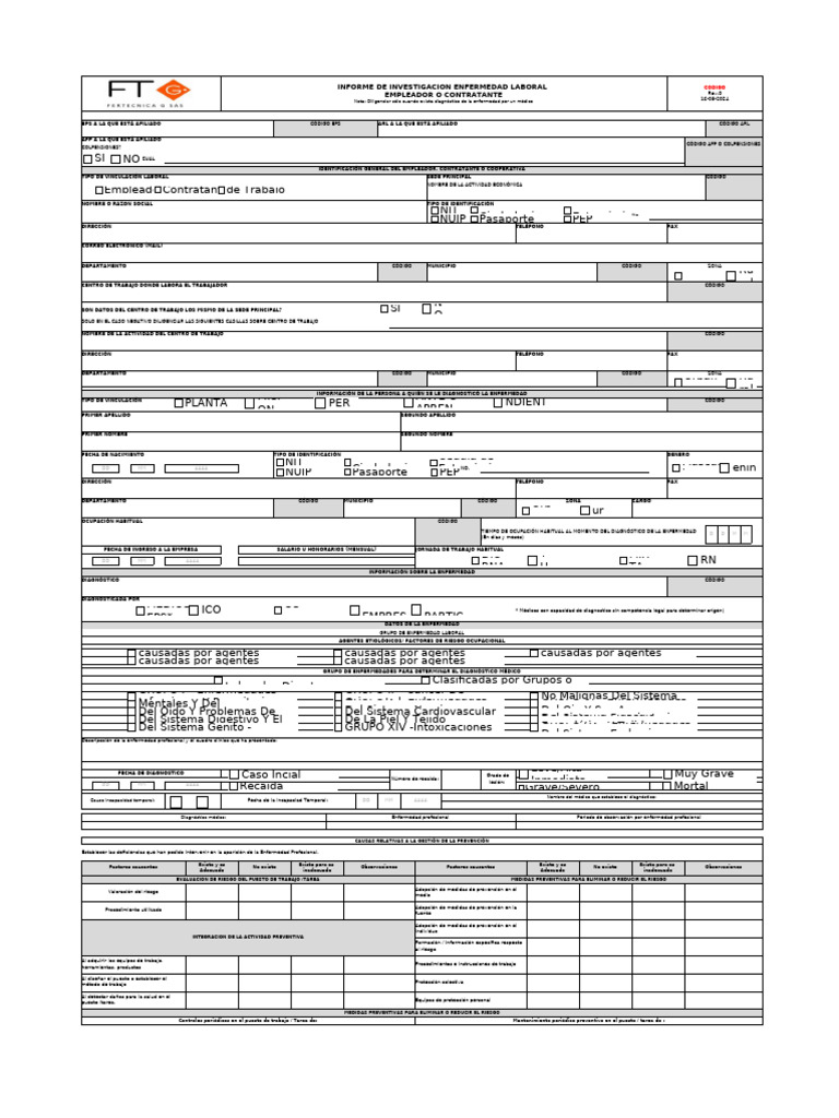 Formato FUREL Fertecnica G | PDF | Historial médico | Medicina
