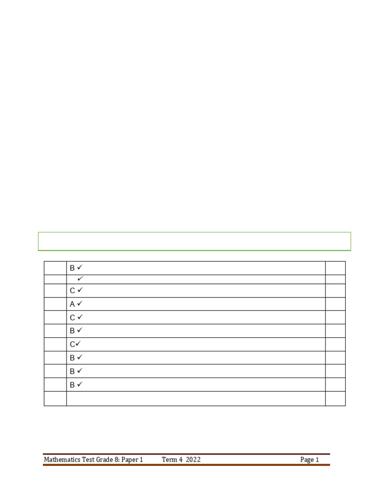 Grade 8 Nov 2022 Memo Checked Paper 1 | PDF | Mathematics | Arithmetic