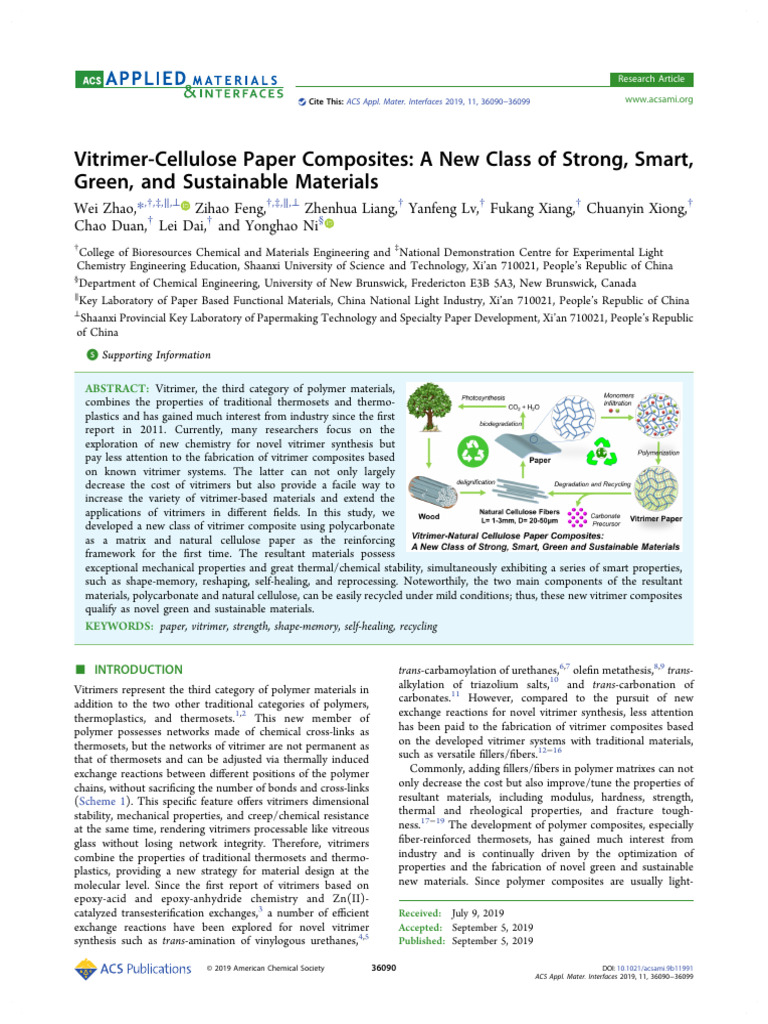 Vitrimer-Cellulose Paper Composites | PDF | Composite Material | Materials