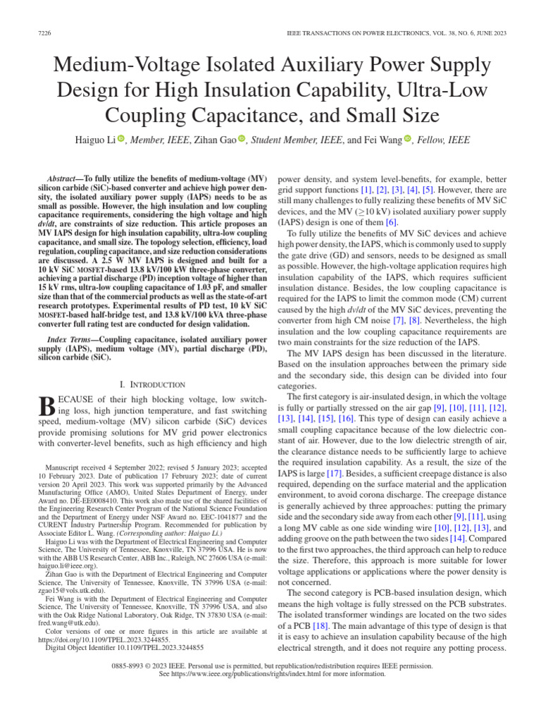 Medium-Voltage Isolated Auxiliary Power Supply Design For High ...