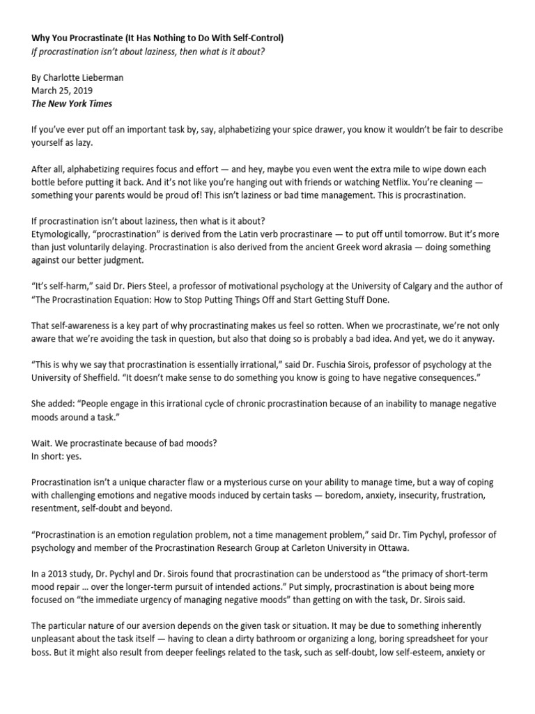 why you procrastinate | PDF | Professional Skills | Procrastination