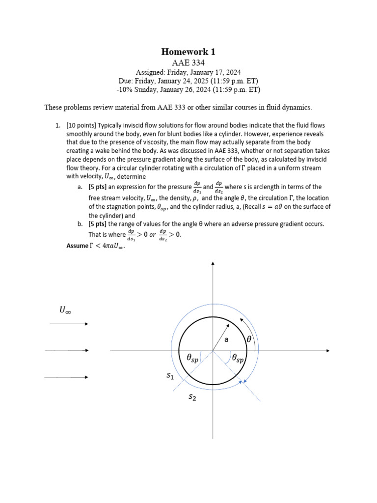 AAE 334 Homework 1: Fluid Dynamics Problems | PDF | Fluid Dynamics ...