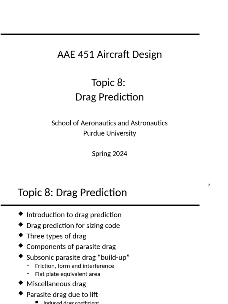 AAE 451 2024 Topic 08 Drag Prediction | PDF | Drag (Physics) | Boundary ...