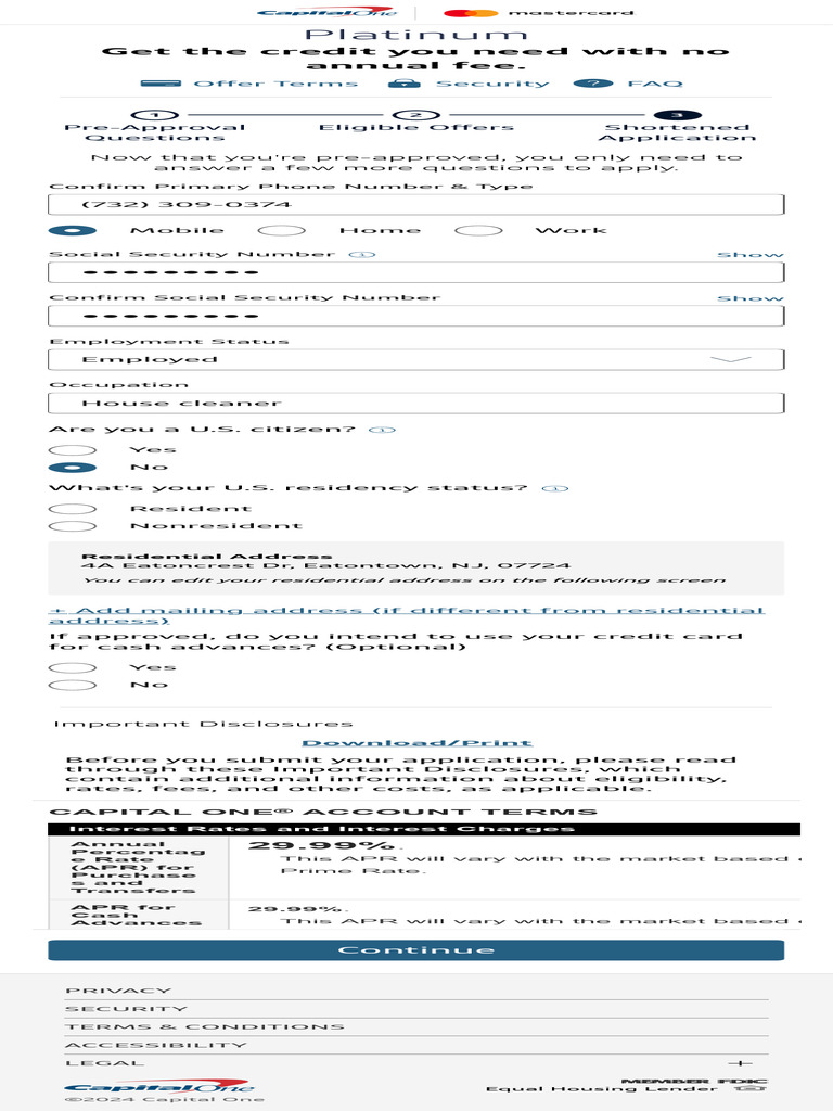 Apply For A Capital One Card | PDF