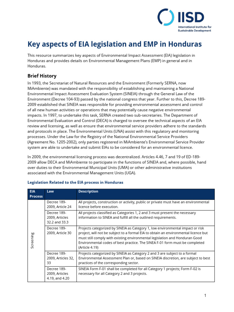 EIA Legislation Honduras | PDF | Environmental Impact Assessment