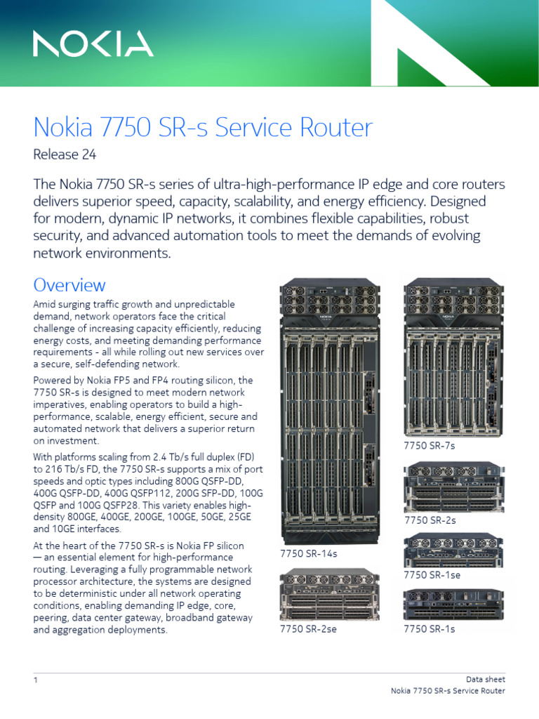 Nokia_7750_SR_s_Service_Router_Data_Sheet_EN | PDF | Networking | Multiprotocol Label Switching