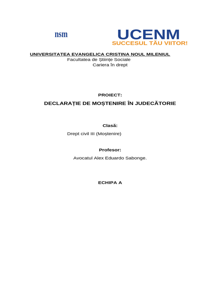 Expedient Declarație de Moștenire Ab-Intestat (Cu Anexe) | PDF