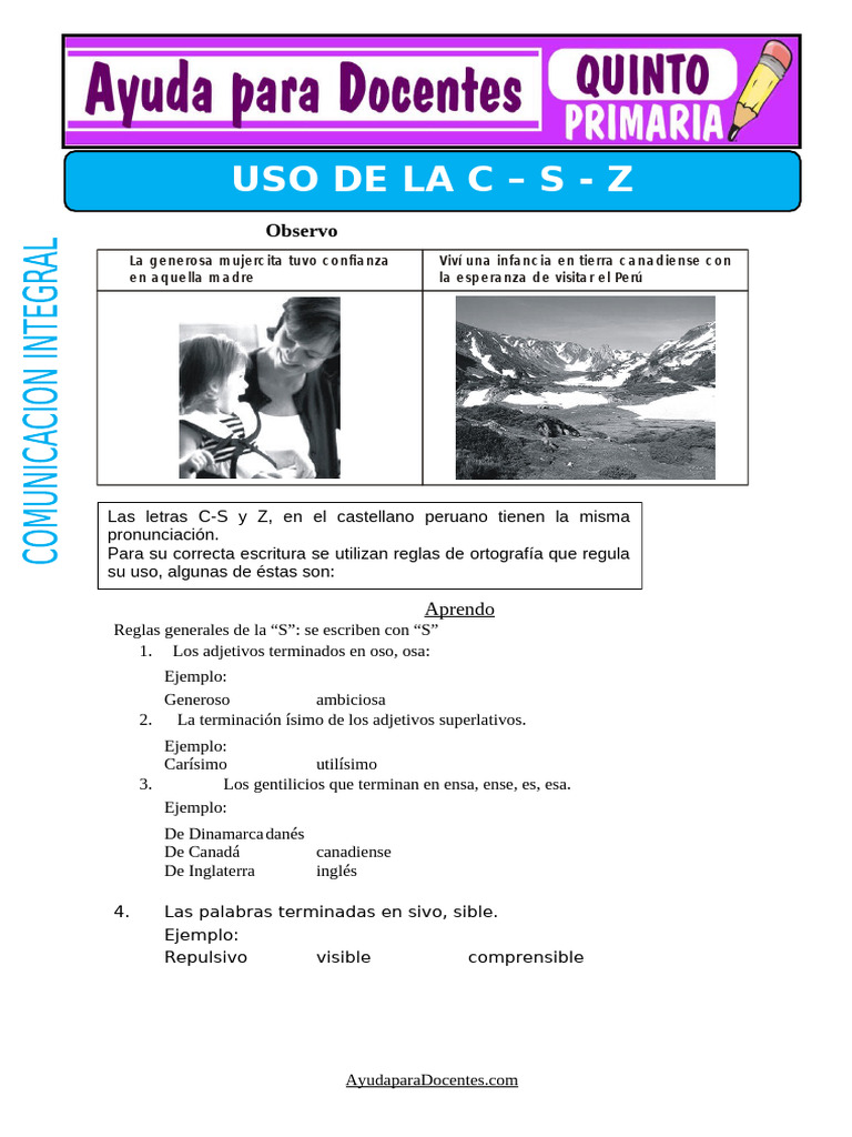 Uso de C, S y Z en Niños | PDF | Lingüística | Morfología Lingüística