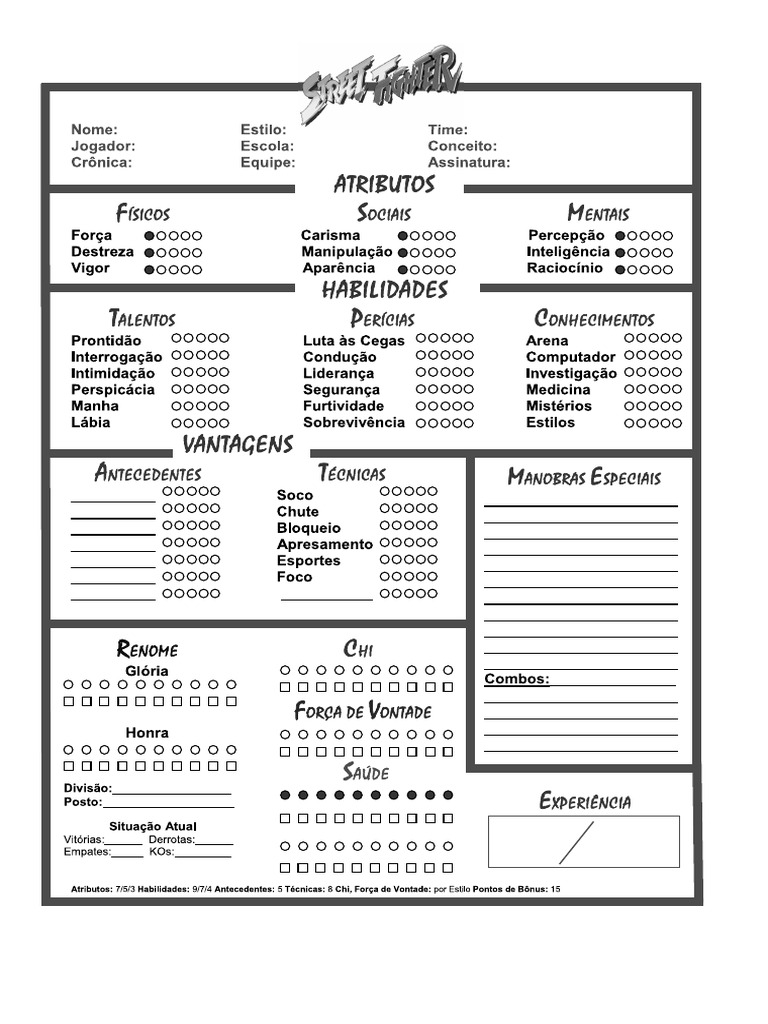 Ficha Street Fighter | PDF