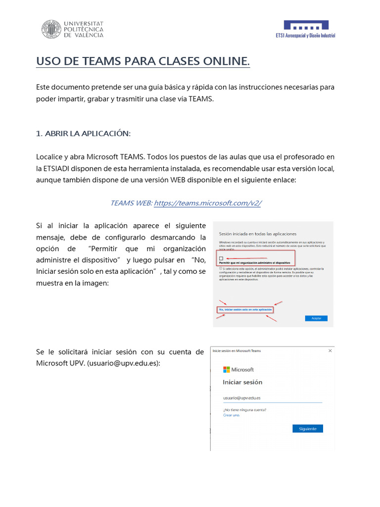 Uso de Teams para Clases Online v5 | PDF | Altoparlante | Micrófono