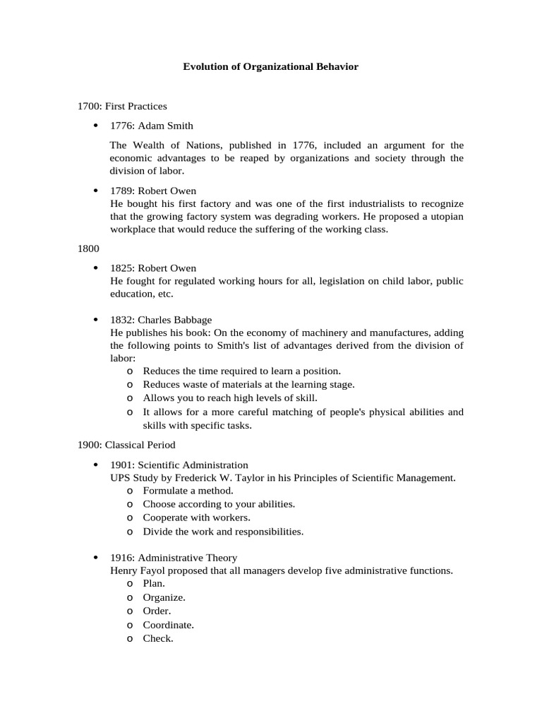 Evolution of Organizational Behavior | PDF | Organizational Behavior ...