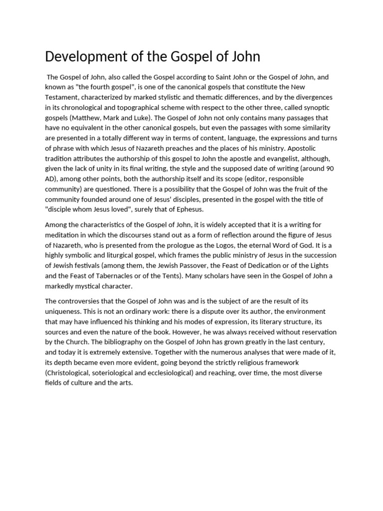 Development of the Gospel of John | PDF | Gospel Of John | Gospels