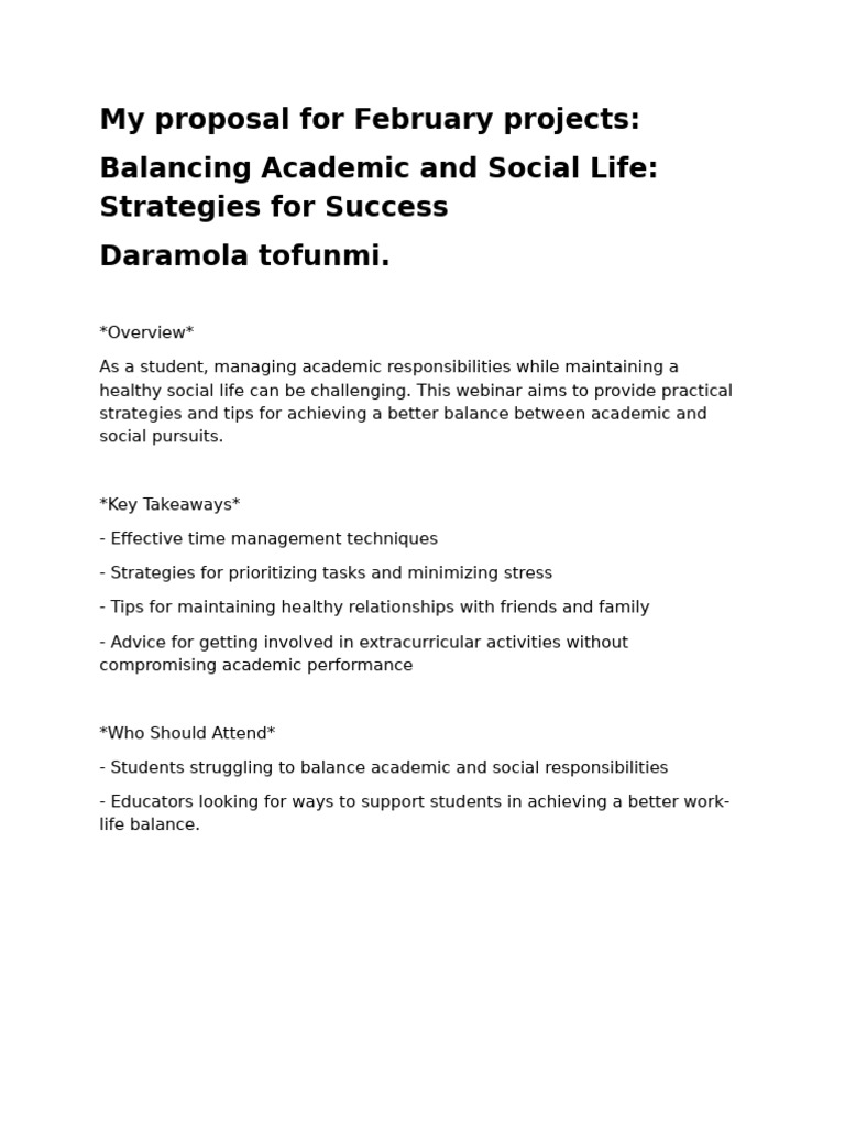 Balancing Academic and Social Life | PDF