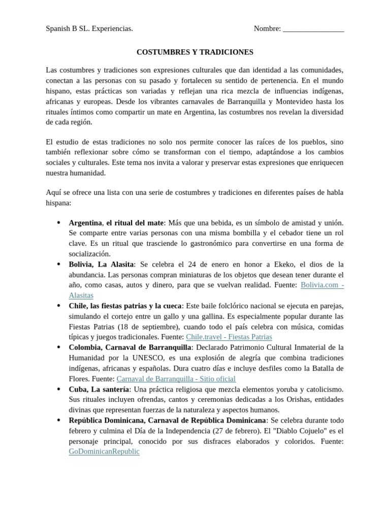 Celebraciones y Tradiciones Hispanoamericanas | PDF | Carnaval