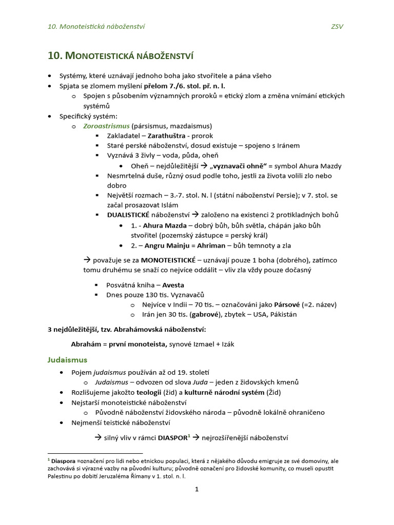 10_ZSV_Monoteistická náboženství | PDF