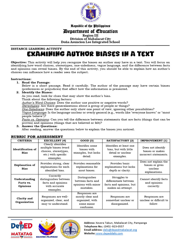 Examining Biases - Distance Learning Activity | PDF | Bias | Stereotypes Examining Biases - Distance Learning Activity | PDF | Bias | Stereotypes
