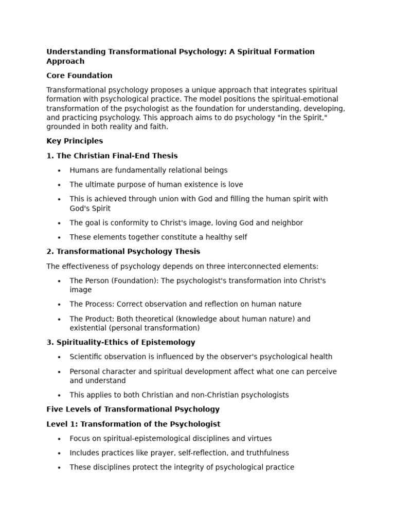 Understanding Transformational Psychology | PDF | Psychology | Spirituality
