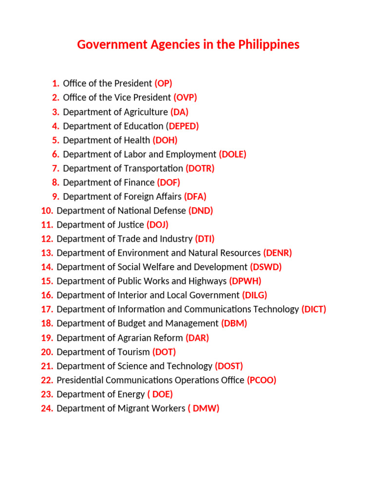Government Agencies in The Philippines | PDF