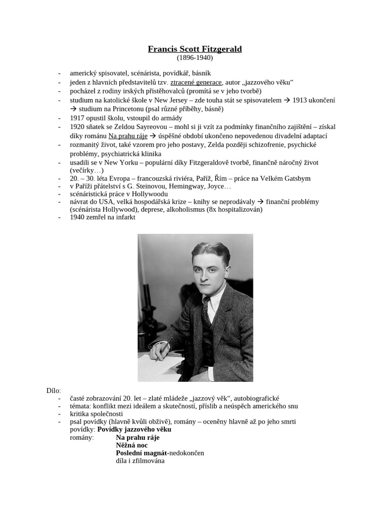 Francis Scott Fitzgerald - VelkÃ Gatsby | PDF
