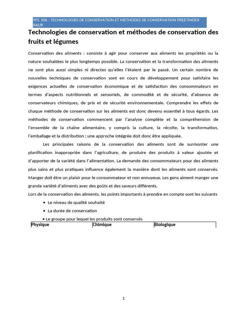 Méthodes modernes de conservation des aliments | PDF | Fermentation ...