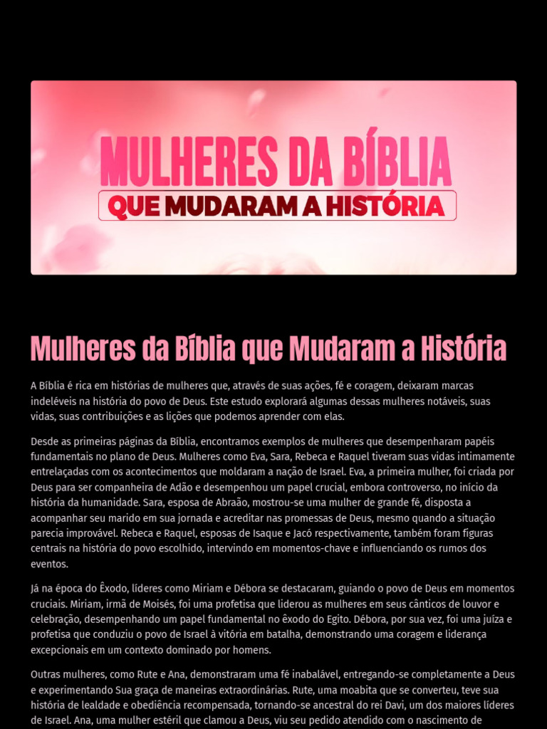 MULHERES DA BÍBLIA | PDF | Livro de Ruth | Maria, mãe de Jesus