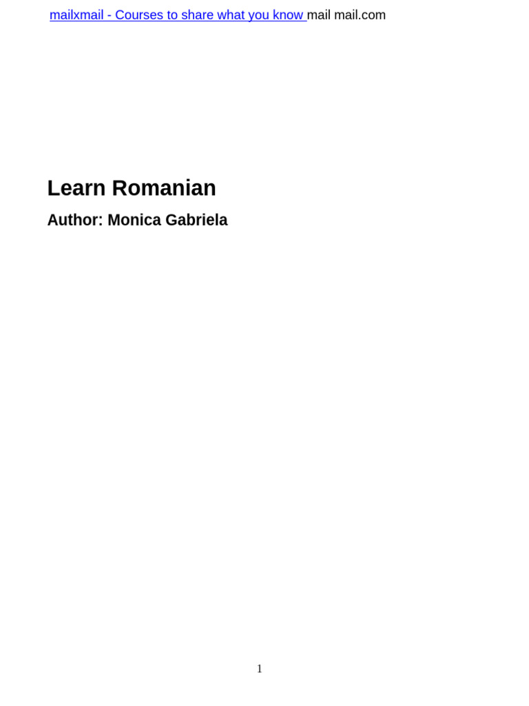 Learn Romanian Language Basics | PDF | Grammatical Gender | Semantics
