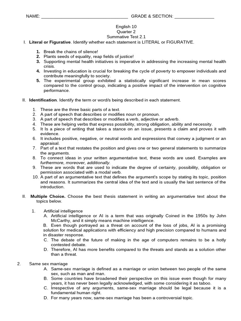 2nd Quarter Summative Test 2.1 | PDF | Artificial Intelligence ...
