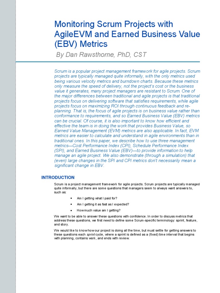 Agile EVM and Earned Business Value Metrics | PDF | Agile Software Development | Scrum (Software ...
