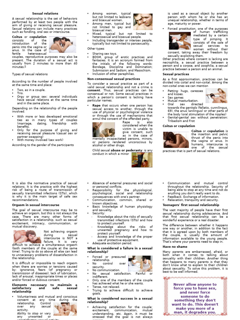 Triptych Sexual Relationships | PDF | Sexual Intercourse | Human Sexual Activity